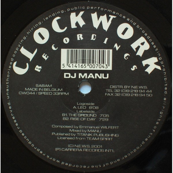 DJ Manu ‎- Leo - Clockwork Recordings (CW044)